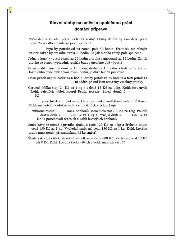 6.3 Slovni Ulohy o Smesich - Priklady | PDF