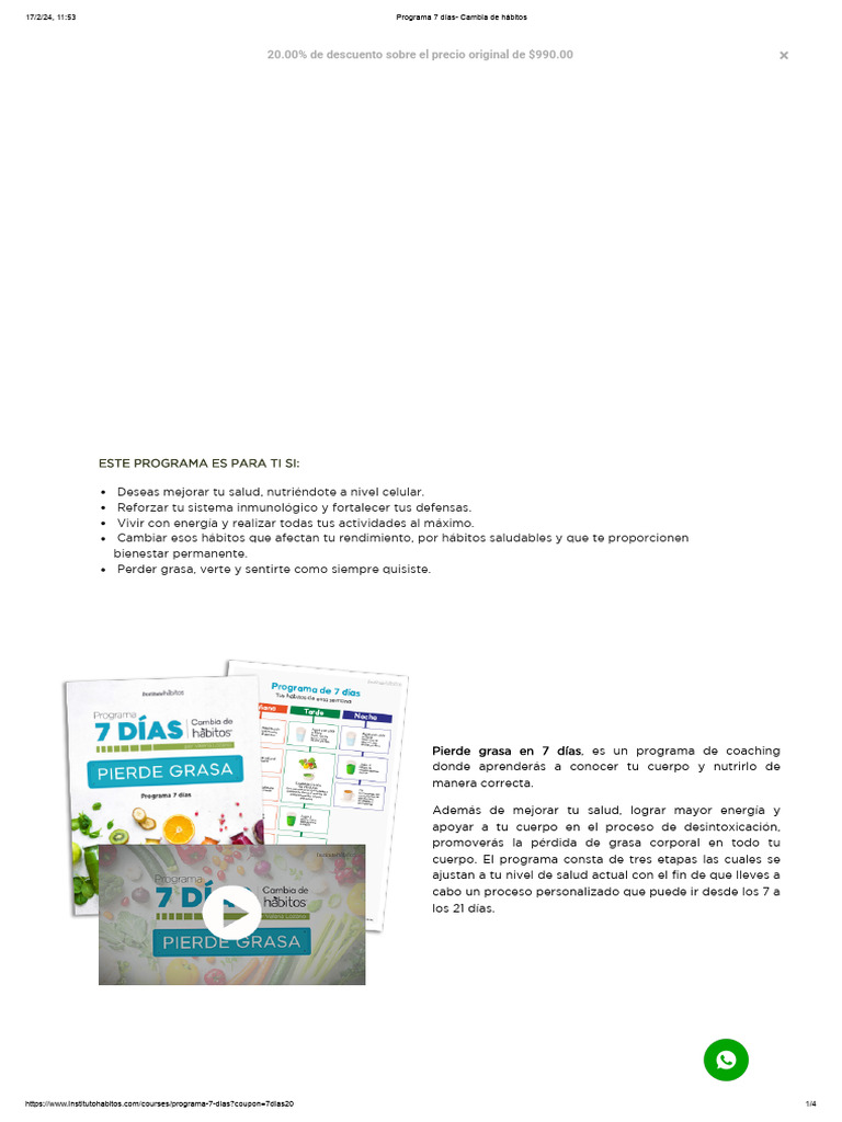 Programa 7 Días para Cambiar Hábitos | PDF