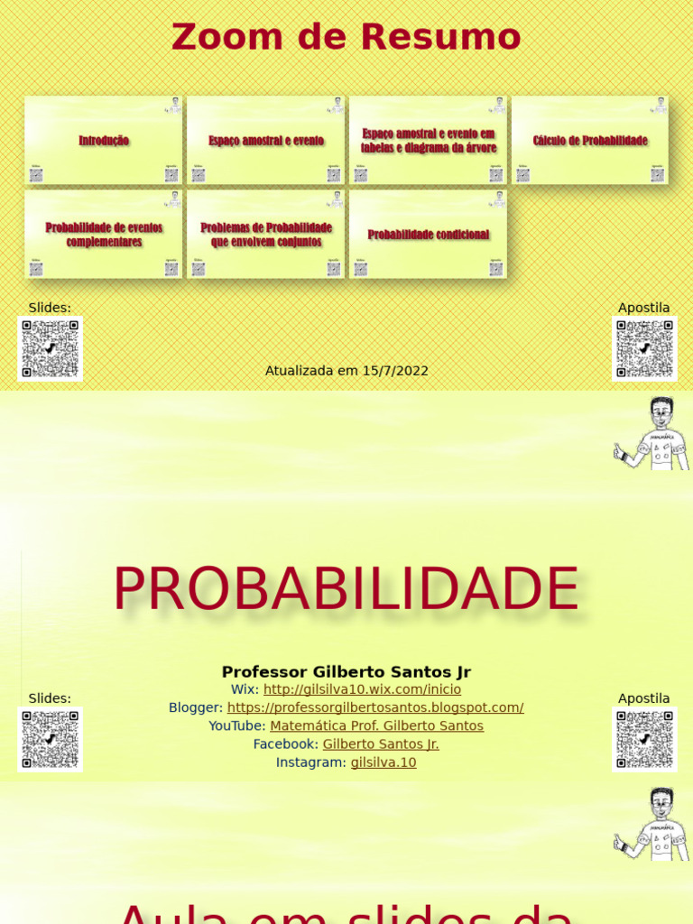 Slides Das Aulas de Probabilidade (506 Slides) | PDF | Aleatoriedade | Probabilidade