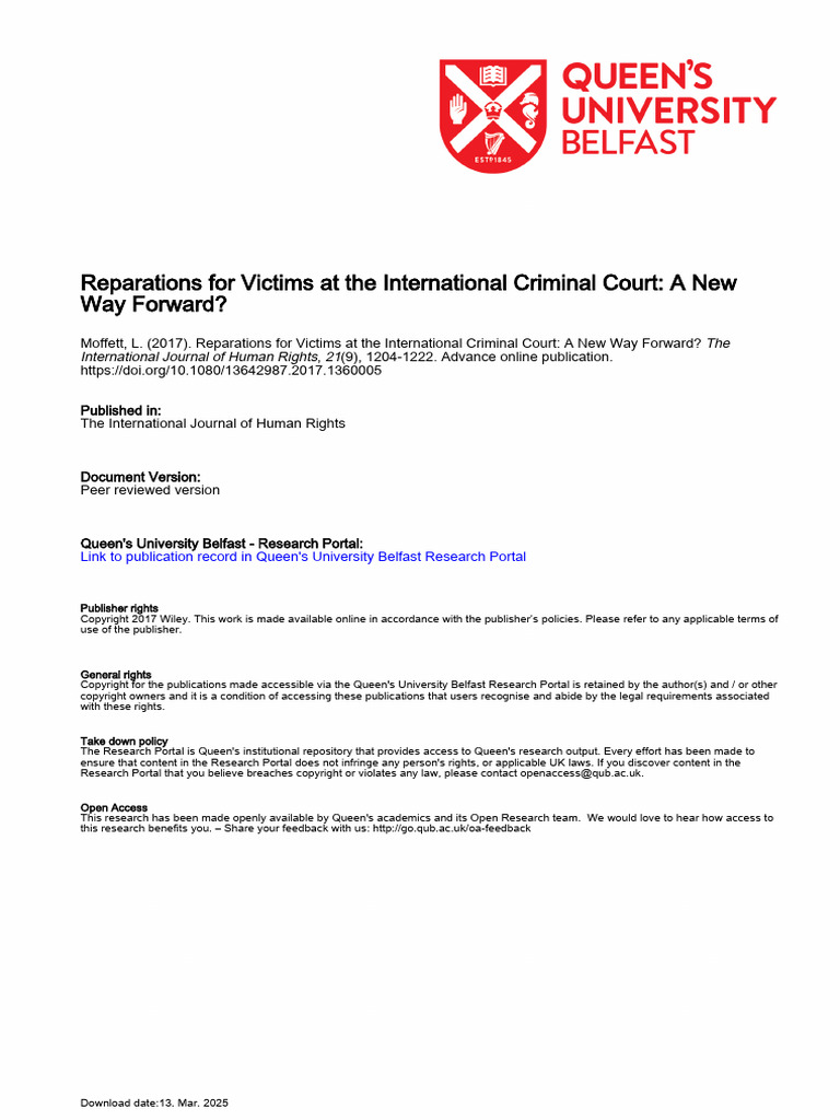 Reparations For Victims at The International Criminal Court | PDF ...