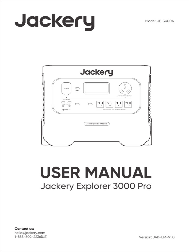 Jackery Explorer 3000 Pro Use Manual | PDF | Usb | Electronics