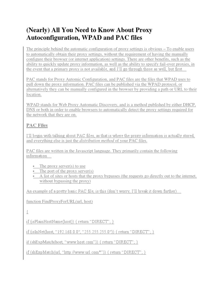 PAC File Reference | PDF | Proxy Server | Domain Name System