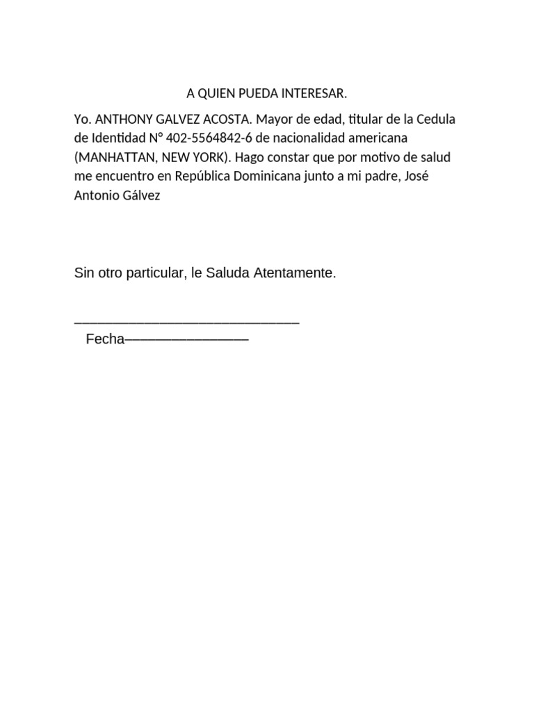 A Quien Pueda Interesar | PDF