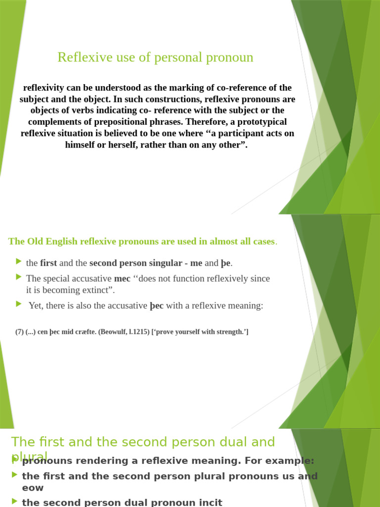 Reflexive use of personal pronoun | PDF | Pronoun | Grammatical Gender