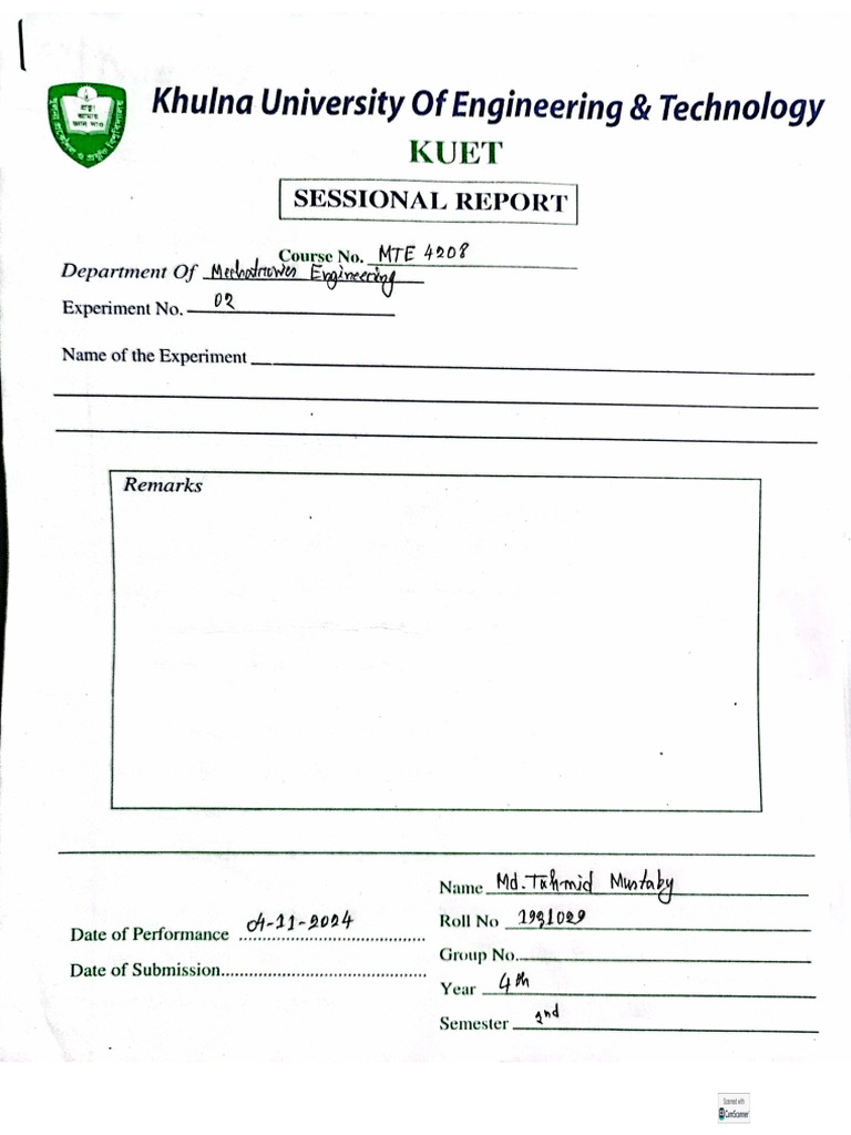 MTE 4208 Lab Report 2 | PDF