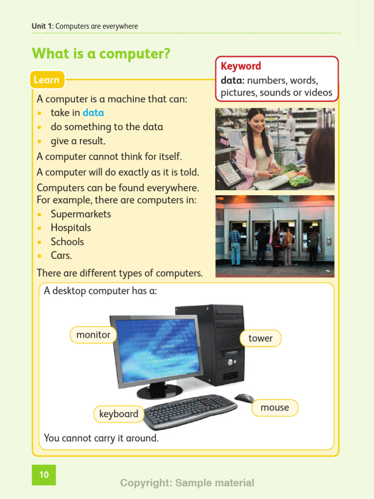 Cambridge Primary Computing Learner S Book Stage 1 Sample Pages 9781398368569 Pages 9 | PDF