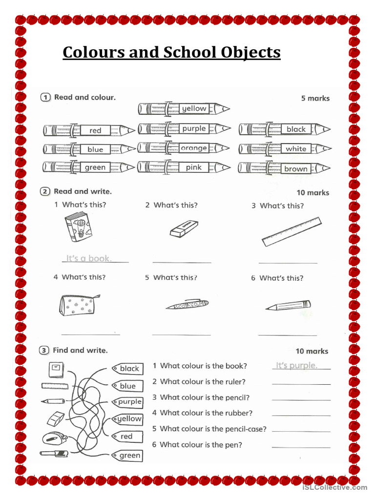 Colours and School Objects | PDF