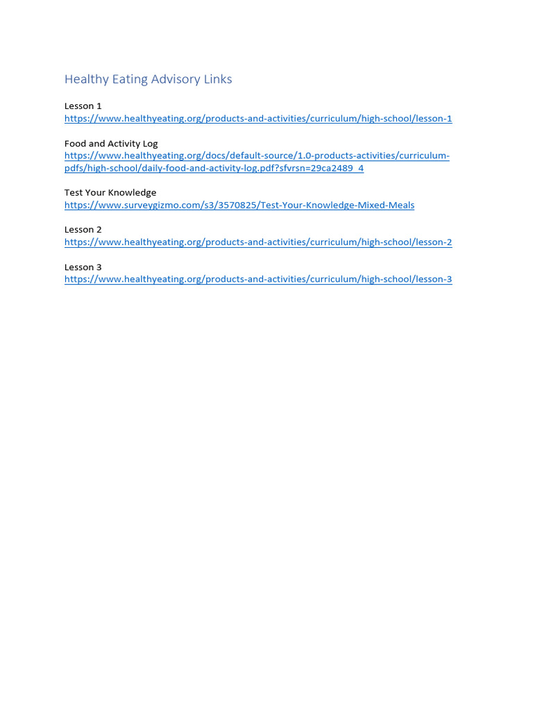 Healthy Eating Advisory Links | PDF