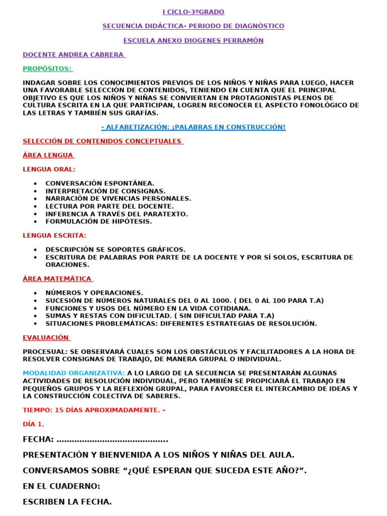 ETAPA DIAGNOSTICO 3°anexo | PDF | Comunicación escrita | Comunicación