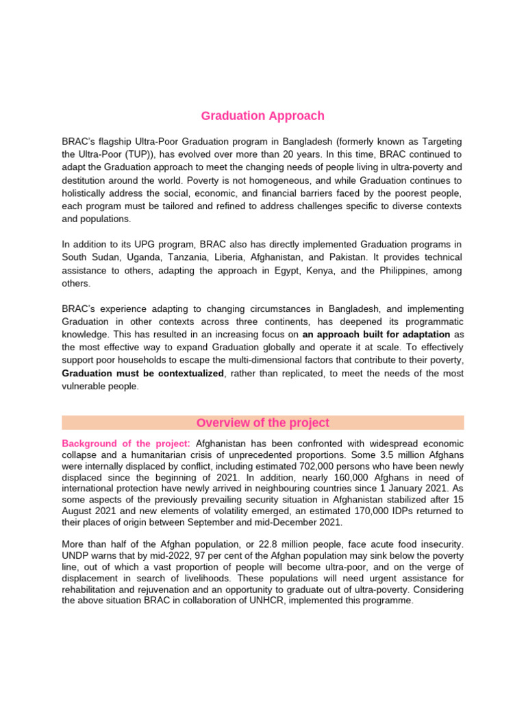 BRAC Graduation Program in Afghanistan | PDF | United Nations High ...