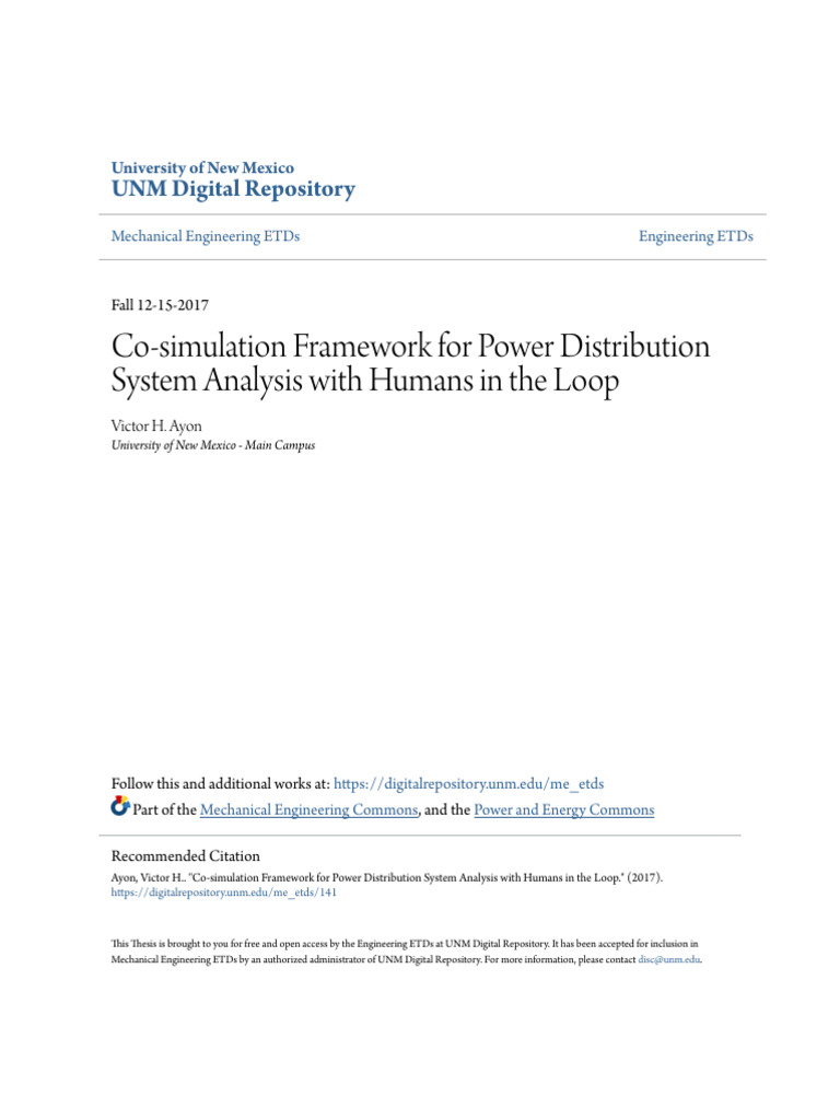 Co Simulation Framework For Power Distribution System Analysis Wi Pdf