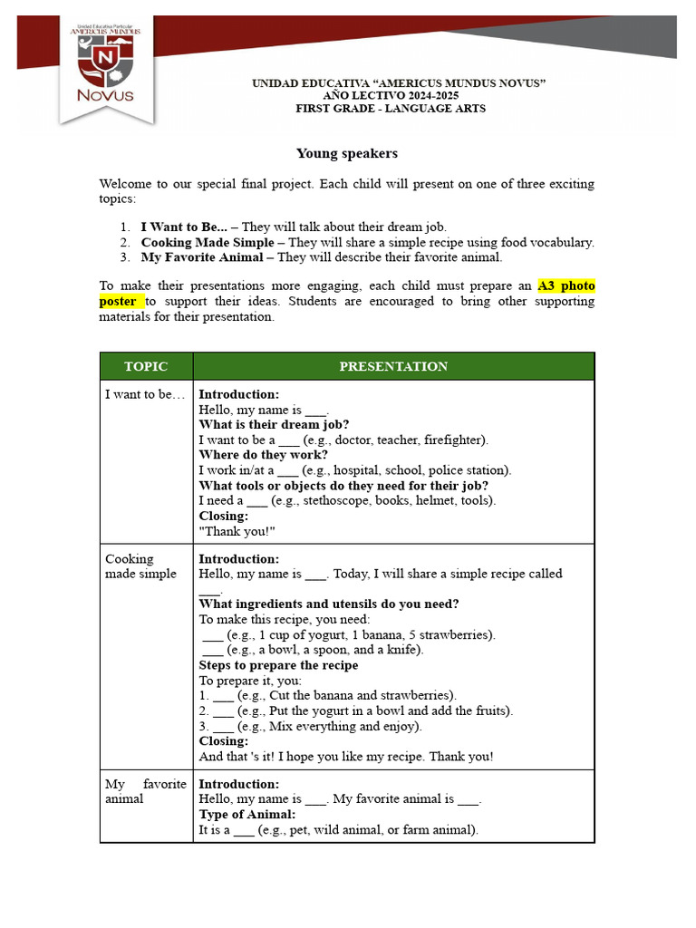 Language Arts Project | PDF