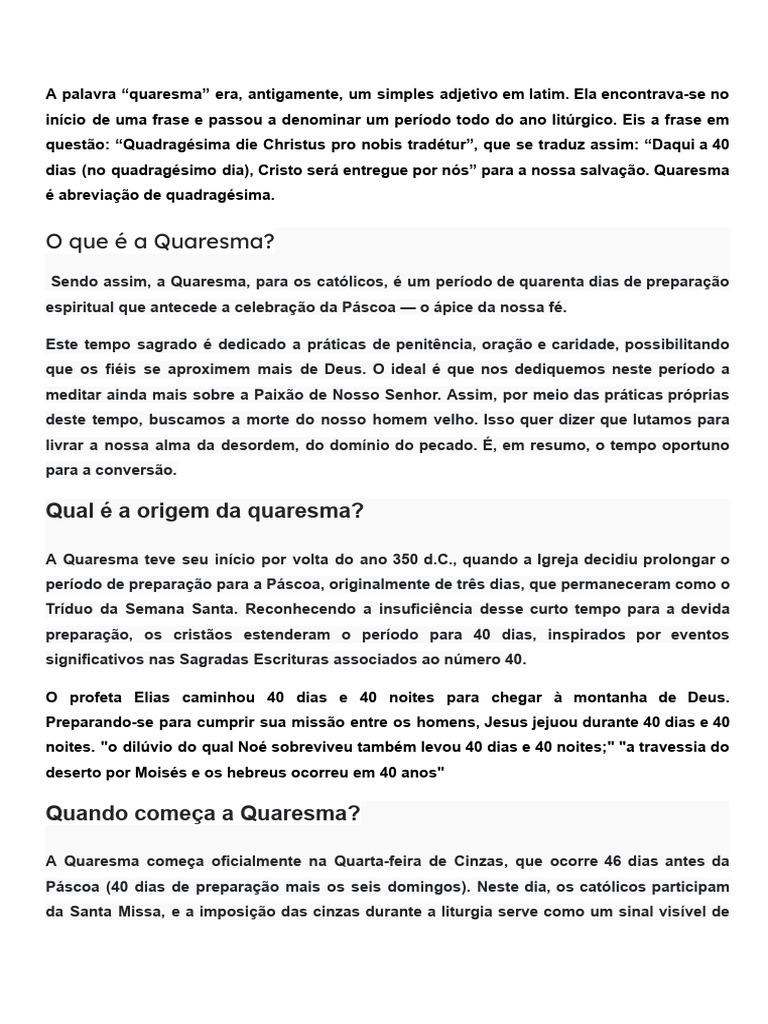 Entendendo a Quaresma: História e Práticas | PDF | Quaresma | Páscoa