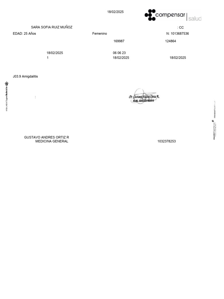 Compensar Amigdalitis | PDF