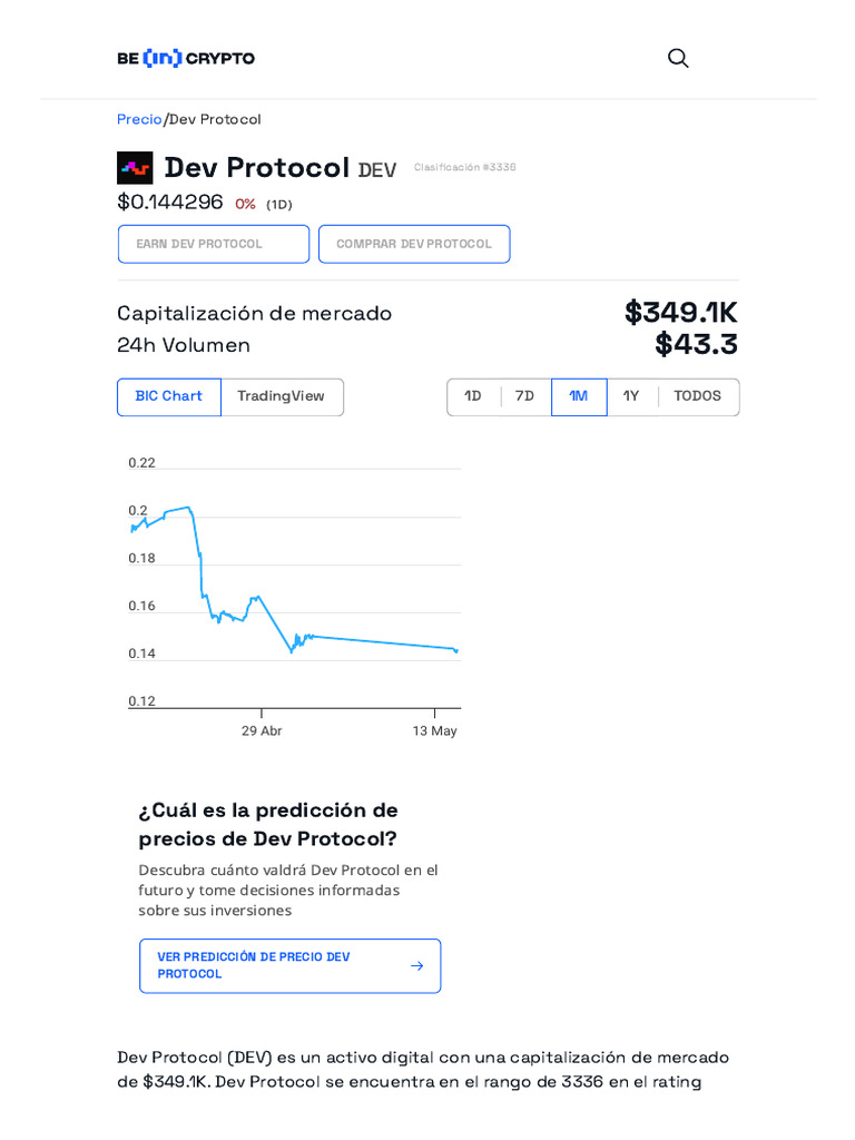 Dev Protocol (DEV) - Información de Precios, Capitalización de Me | PDF