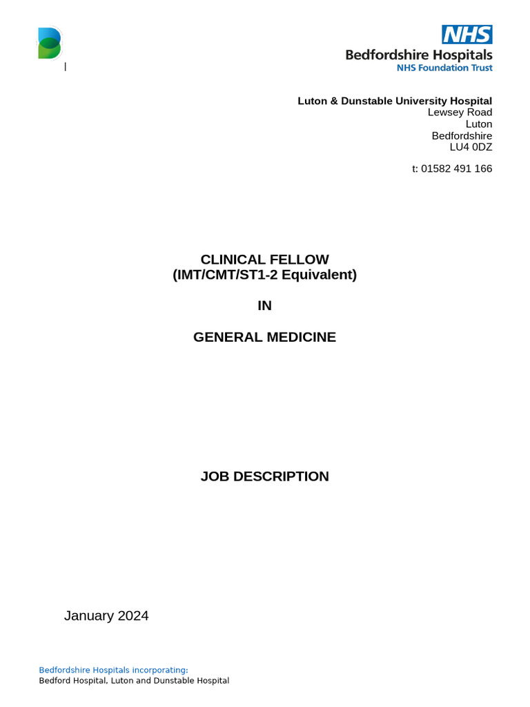 Clinical Fellow in General Medicine Role | PDF | Hospital | Medicine