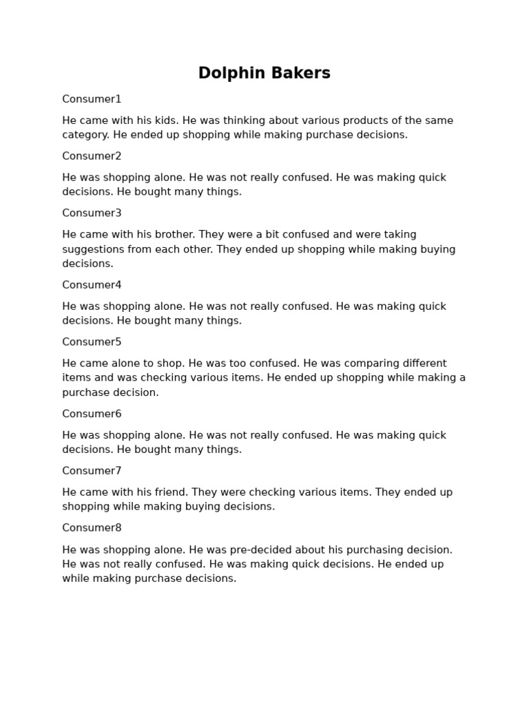 Dolphin Bakers | PDF