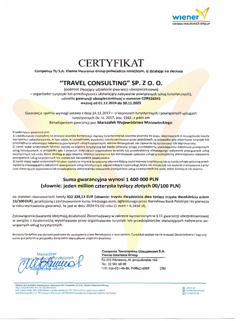 CERTYFIKAT TRCO Na 2025 | PDF