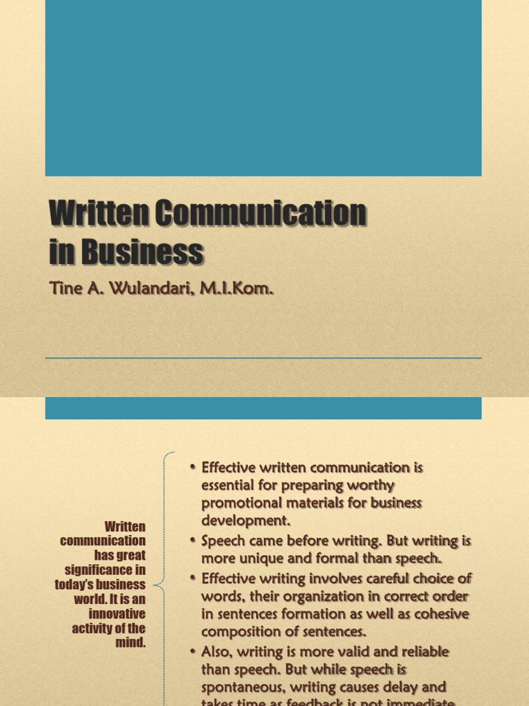 Importance of Written Business Communication | PDF | Communication ...