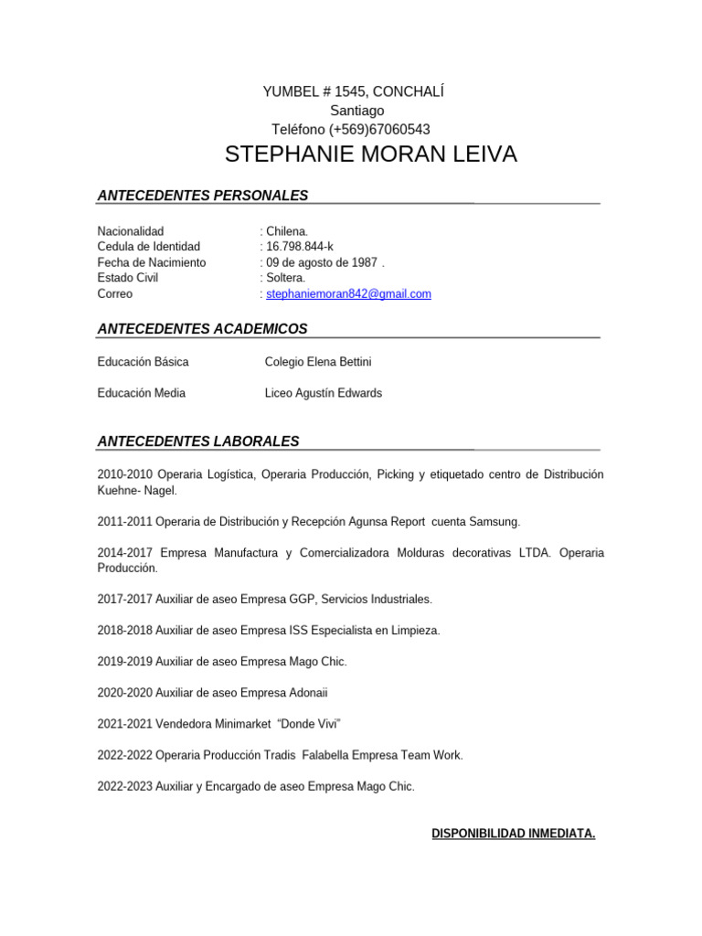 Perfil Profesional de Stephanie Moran | PDF