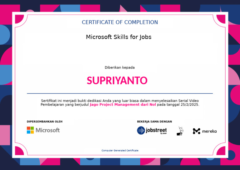 Sertifikat Project | PDF