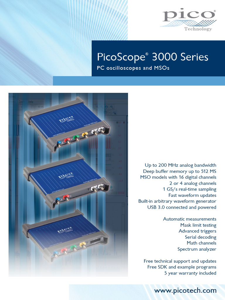 Picoscope 3000d Series Oscilloscopes Data Sheet-2308154 | PDF | Electronics | Computer Engineering