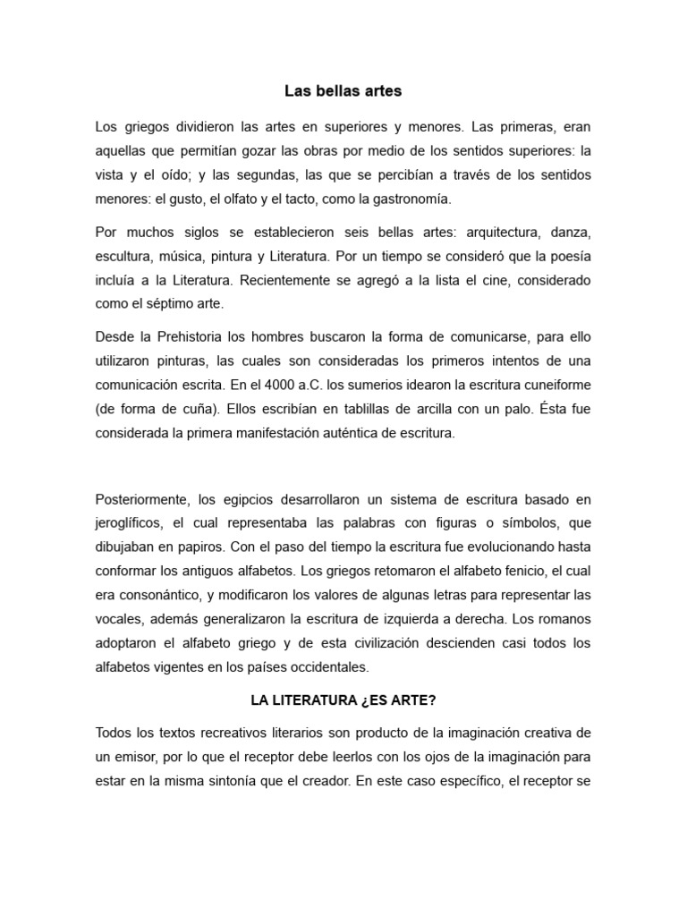 Las Bellas Artes | PDF | Escritura | Alfabeto