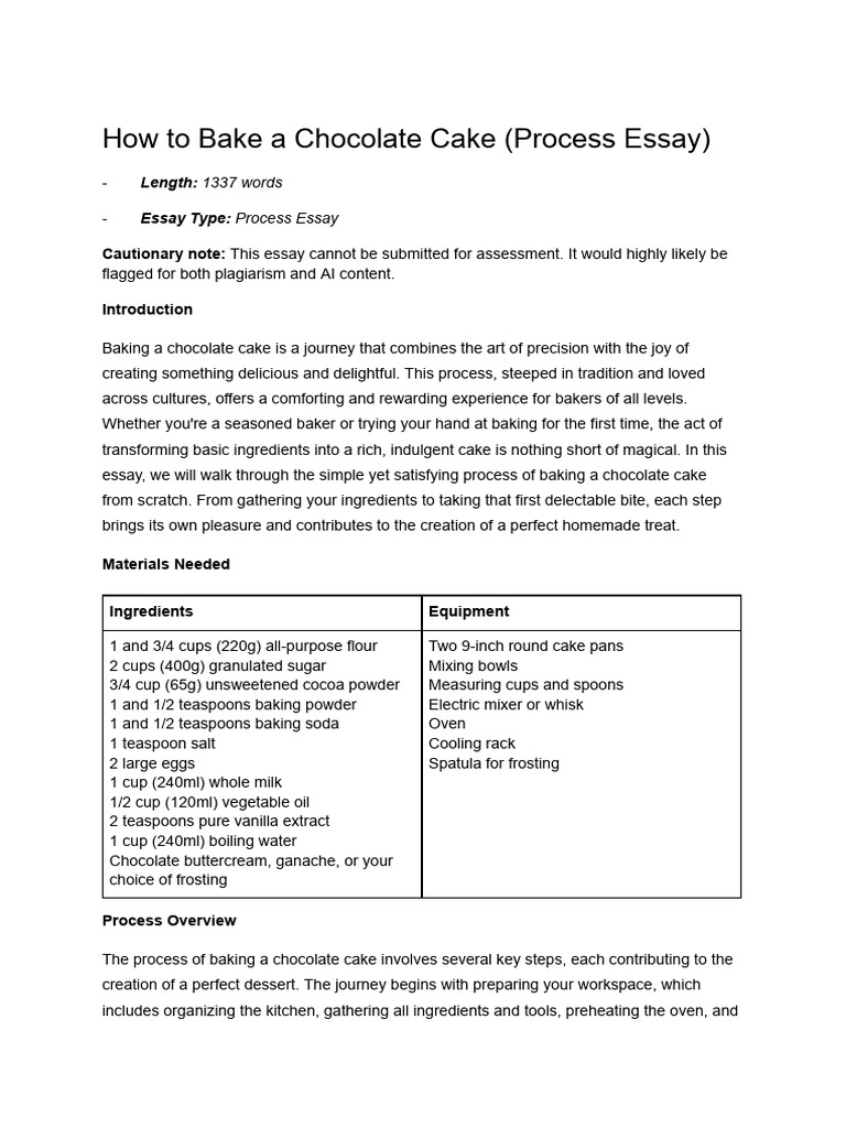 Bản Sao Của How To Bake A Chocolate Cake (Process Essay) | PDF | Cakes ...