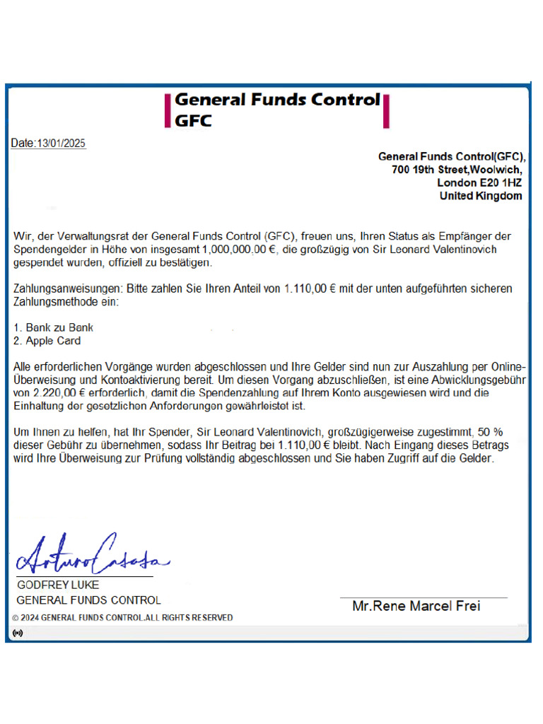 GFC Letter (MR Rene Marcel Frei) | PDF
