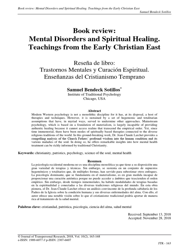 Book Review: Mental Disorders and Spiritual Healing. Teachings From The ...