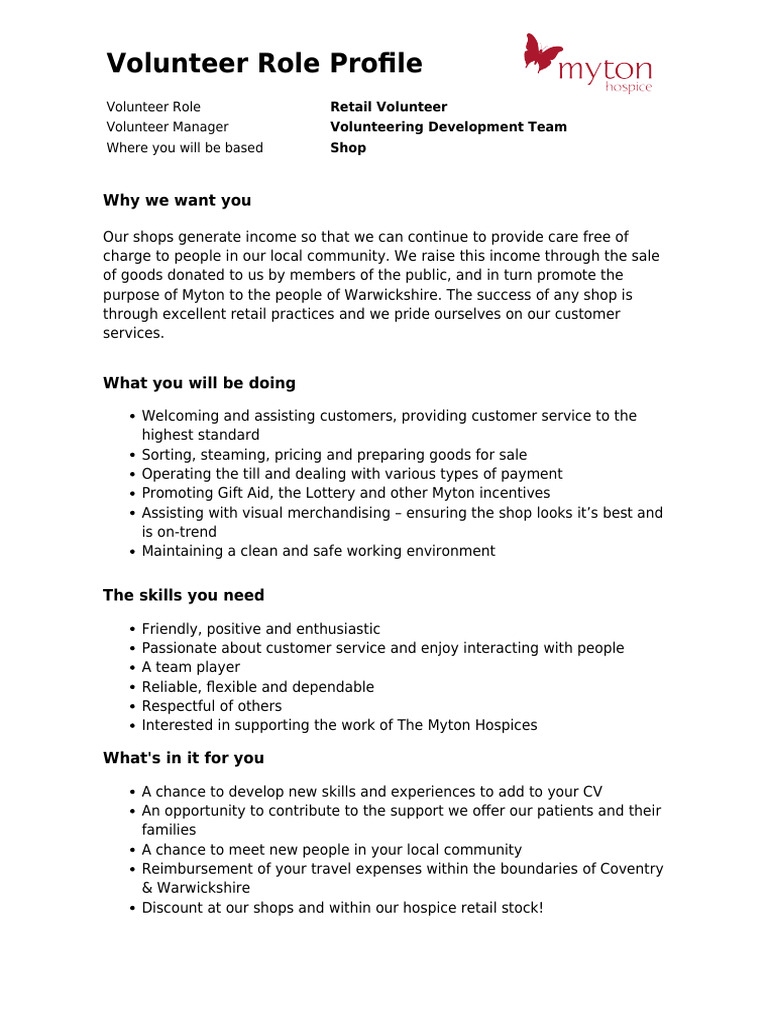 Retail Volunteer | PDF