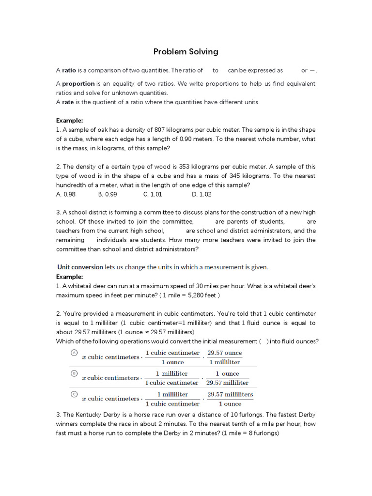 Problem Solving in Ratios and Rates | PDF | Ratio | Percentage