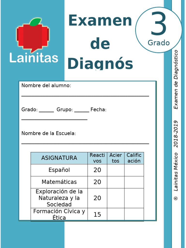 Exámen Diagnóstico - 3er Grado 2 | PDF