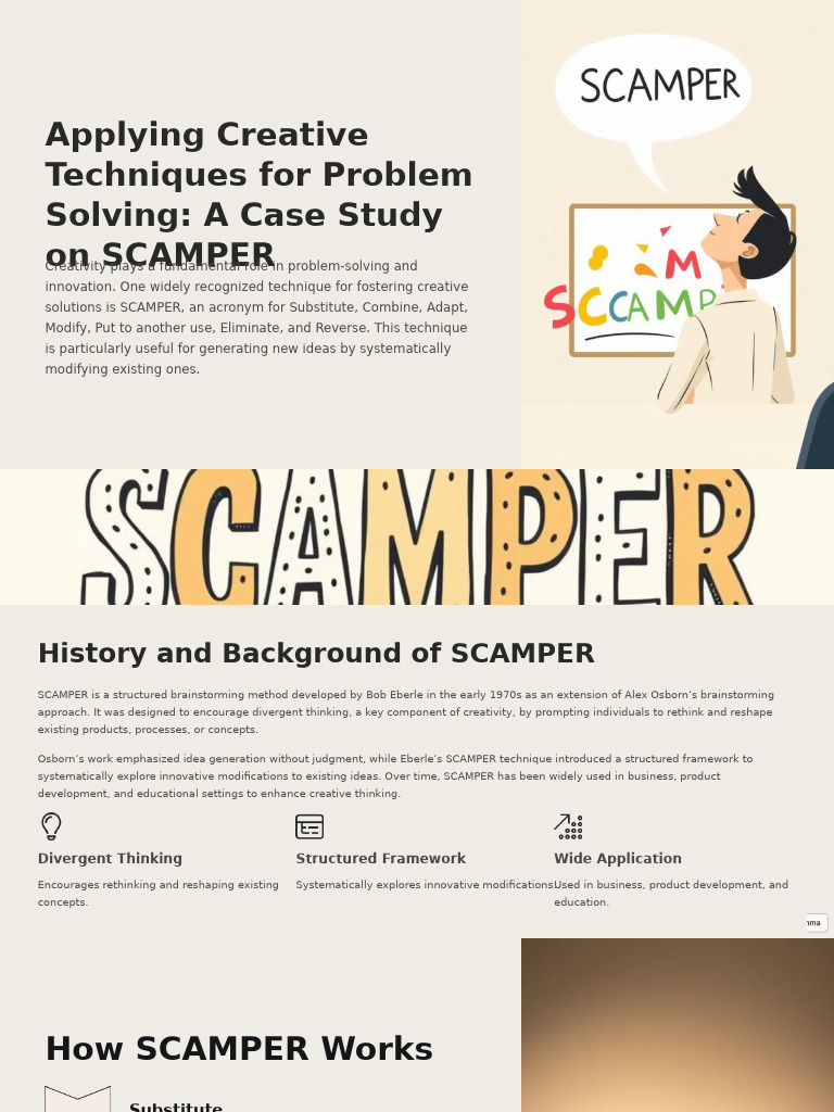 SCAMPER Technique for Creative Solutions | PDF | Creativity | Brainstorming