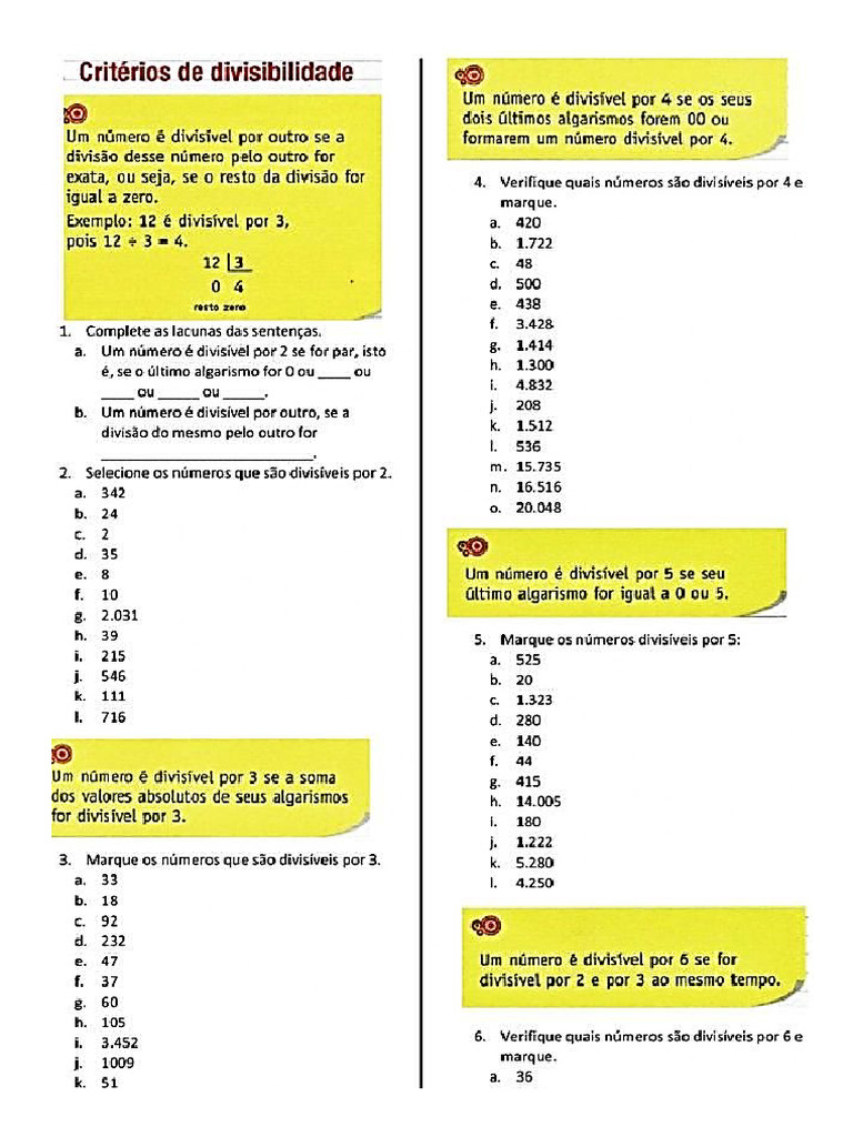 Criterios de Divisibilidade | PDF