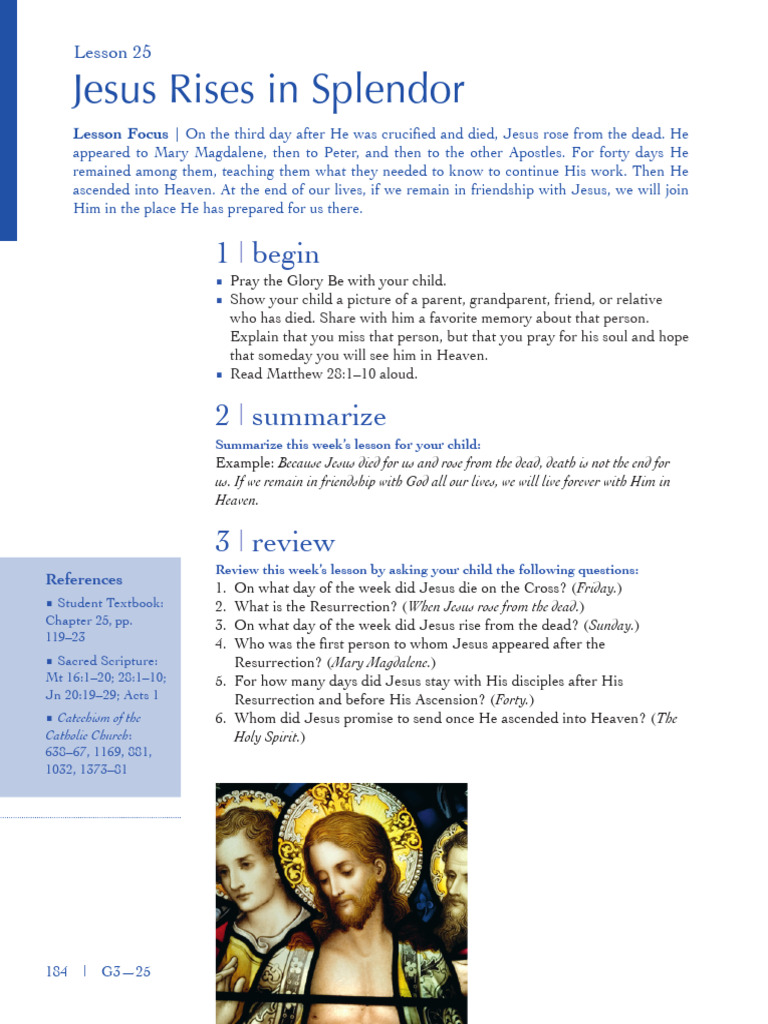 Grade 3 Lesson 25 Jesusrisesinsplendorflfamilyguid 5 | PDF | Jesus | Resurrection Of Jesus