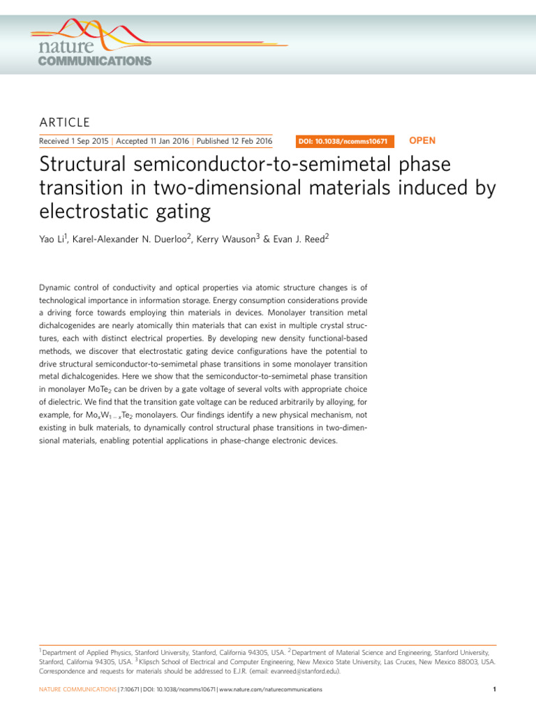 Structural Semiconductor-To-Semimetal Phase Transition in Two ...