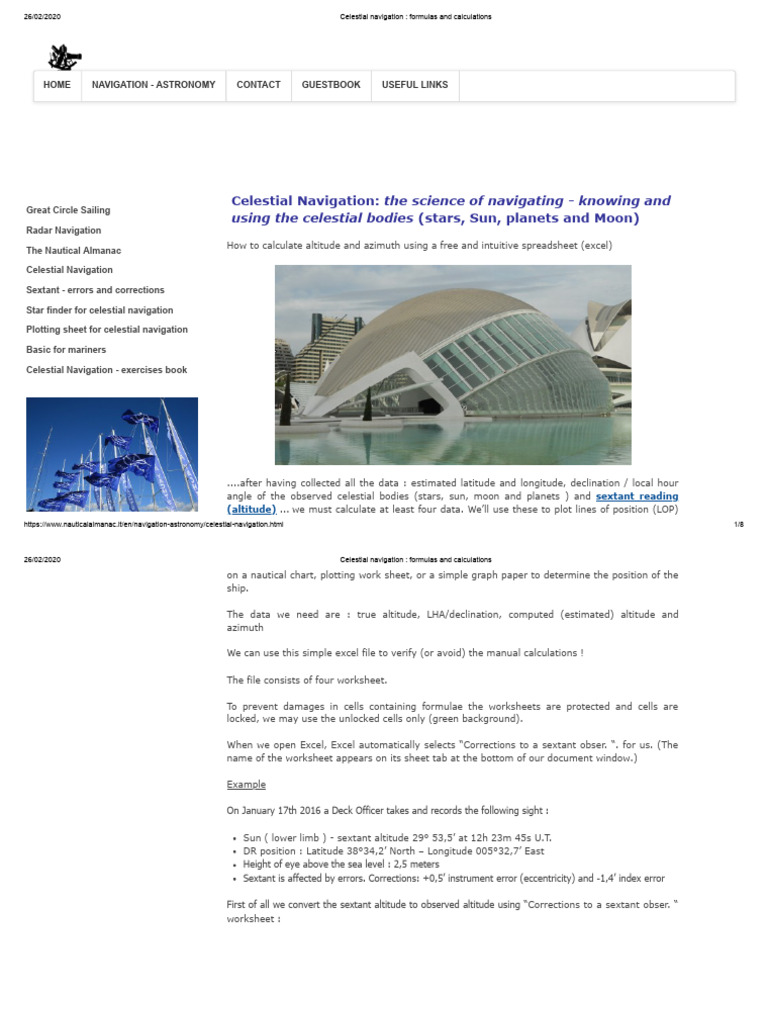 Celestial Navigation - Formulas and Calculations | PDF | Navigation ...