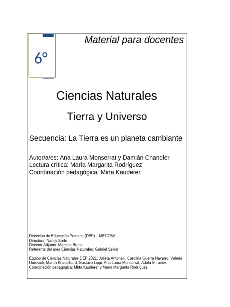 Orientaciones para Docentes 6to TIERRA 2021 (Revisado) | PDF | Placas ...
