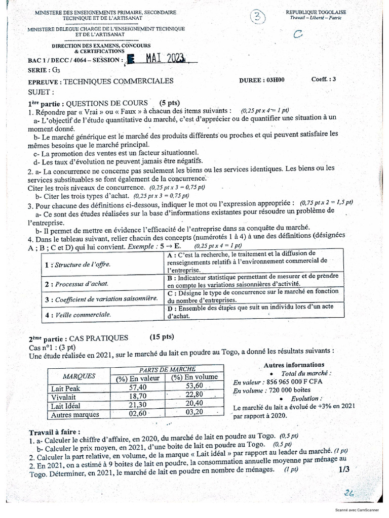 Bac1 2023 TC | PDF