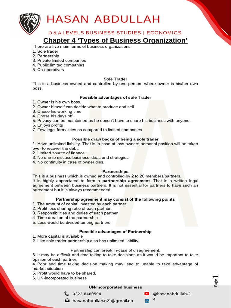 Types of Business Organizations Explained | PDF | Partnership | Franchising
