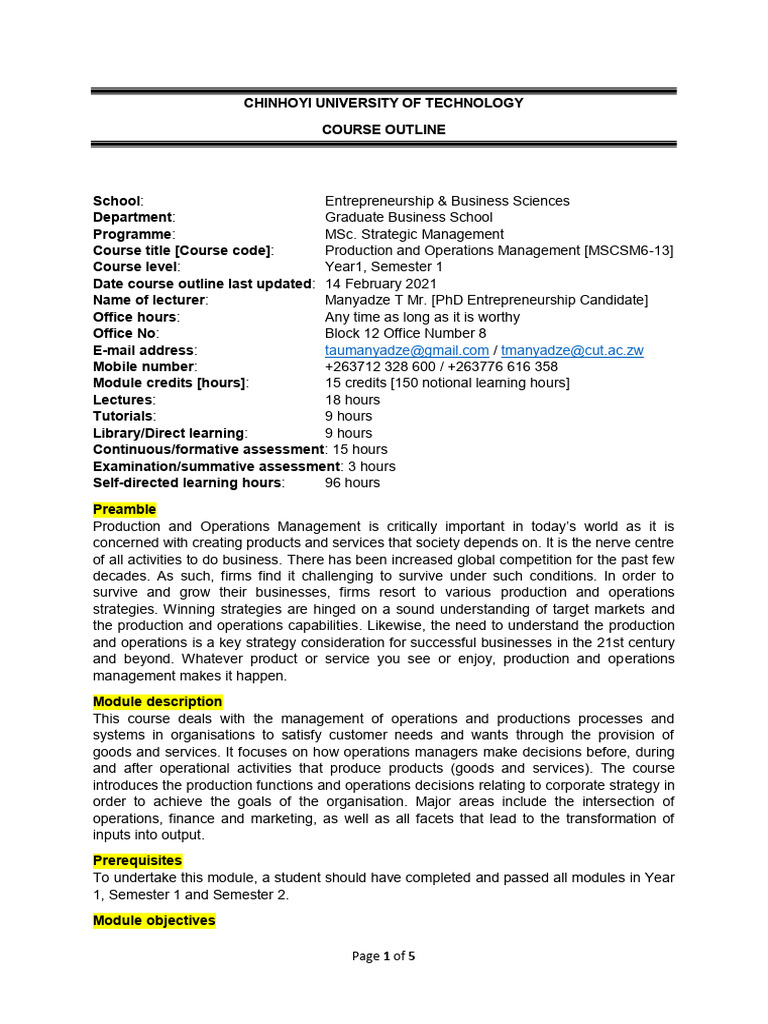 Production and Operations Management | PDF | Strategic Management | System