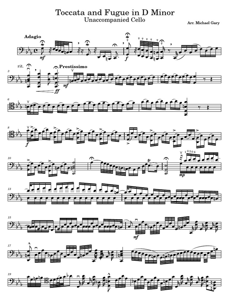 Toccata and Fugue for Cello Solo | PDF | Musical Compositions | Musical ...