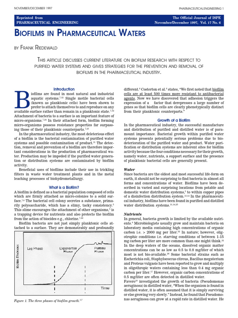 Bio Films in Pharmaceutical Waters | PDF | Biofilm | Bacteria