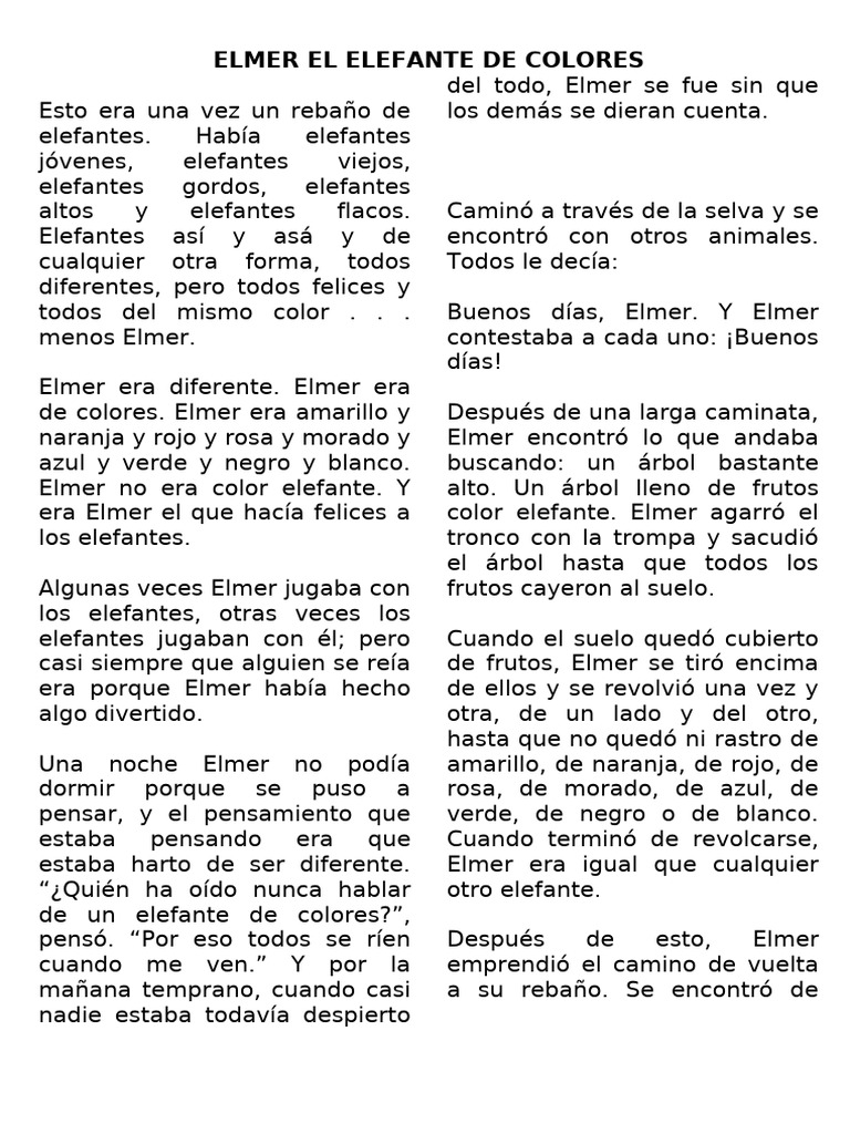 Cuento de ELMER | PDF | Color