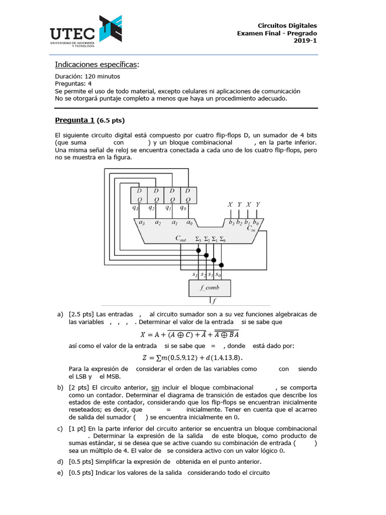 2019-1 ExamenFinal | PDF | Memoria de acceso aleatorio | Poco