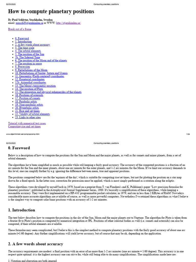 Computing Planetary Positions | PDF | Apsis | Planets