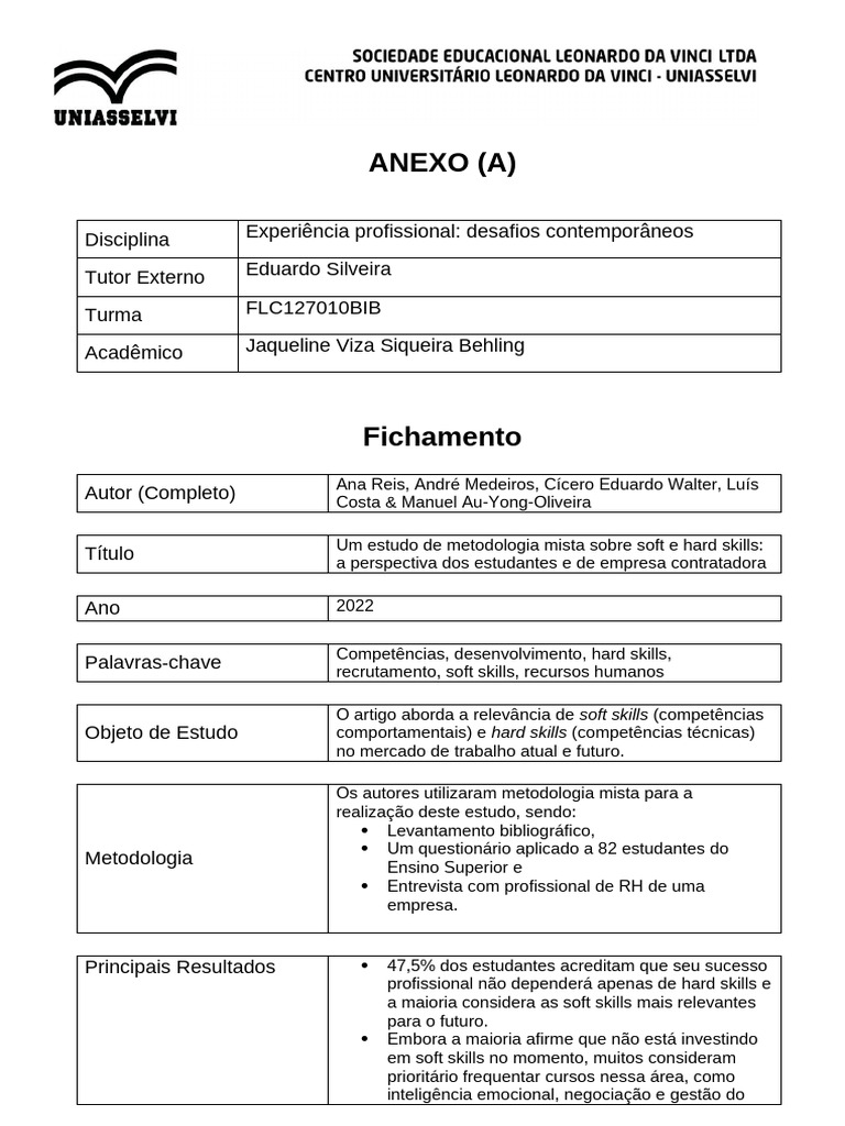 Anexo A - Fichamento Pronto | PDF | Gestão de recursos humanos