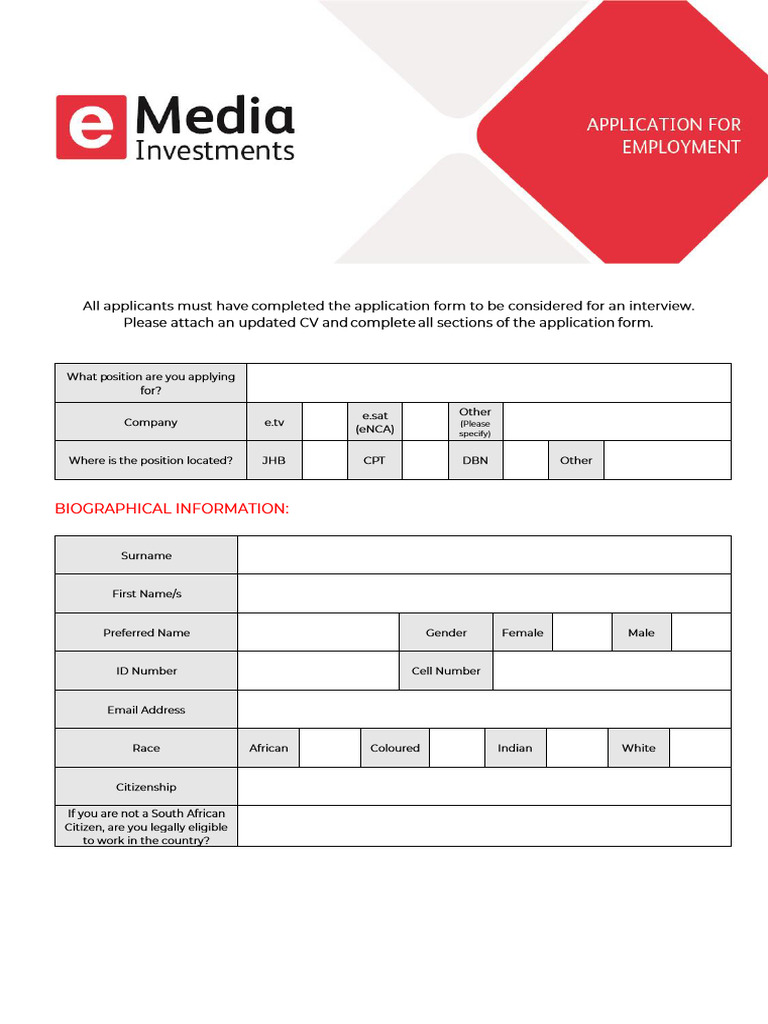 Job Application Form - June 2022 - v2 | PDF