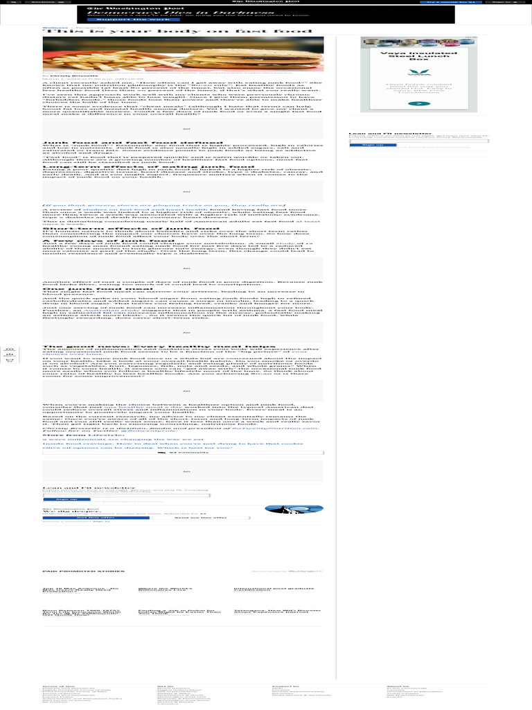 This Is Your Body On Fast Food - The Washington Post | PDF | Junk Food | Foods